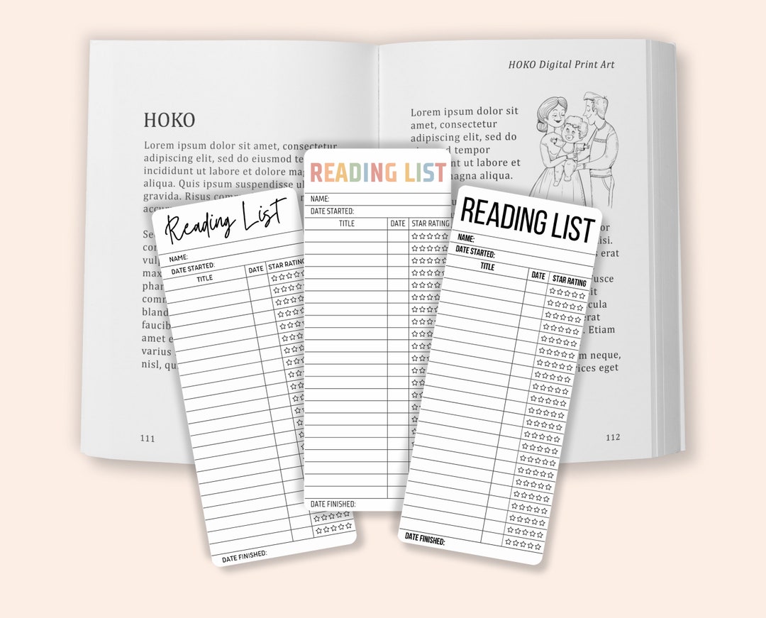 Printable Library Card Reading List Bookmarks (PDF) - Etsy