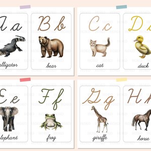 Printable CURSIVE ALPHABET Flash Cards, Cursive Flashcards, Montessori ...