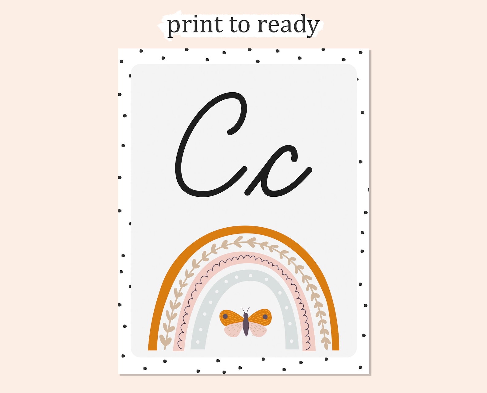 Boho Rainbow Cursive Alphabet Poster: Classroom Decor (digital Download ...