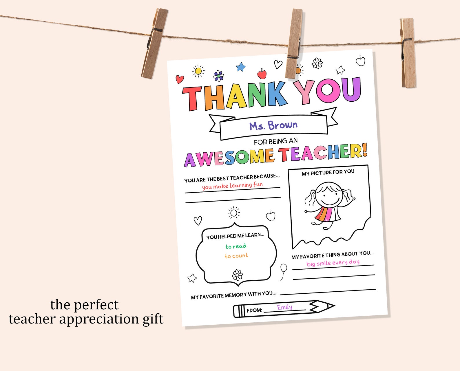Editable Teacher Appreciation Gift, Printable Teacher Appreciation Week ...