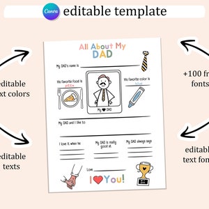 All About My Dad Questionnaire Printable, Fathers Day Coloring Card ...