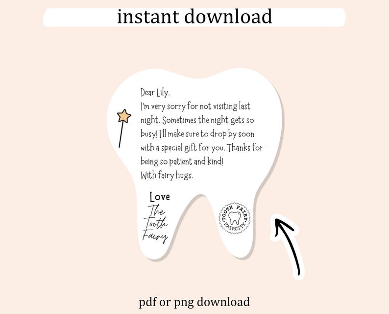 Editable Tooth Fairy Apology Letter: Printable Canva Card (digital ...
