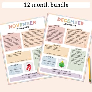 Editable School Newsletter Template Bundle: Monthly PTA Flyer (canva ...