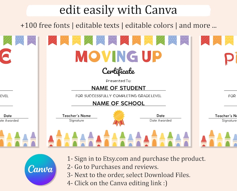 Editable Preschool Moving up Certificate Template (PDF Download) - Etsy