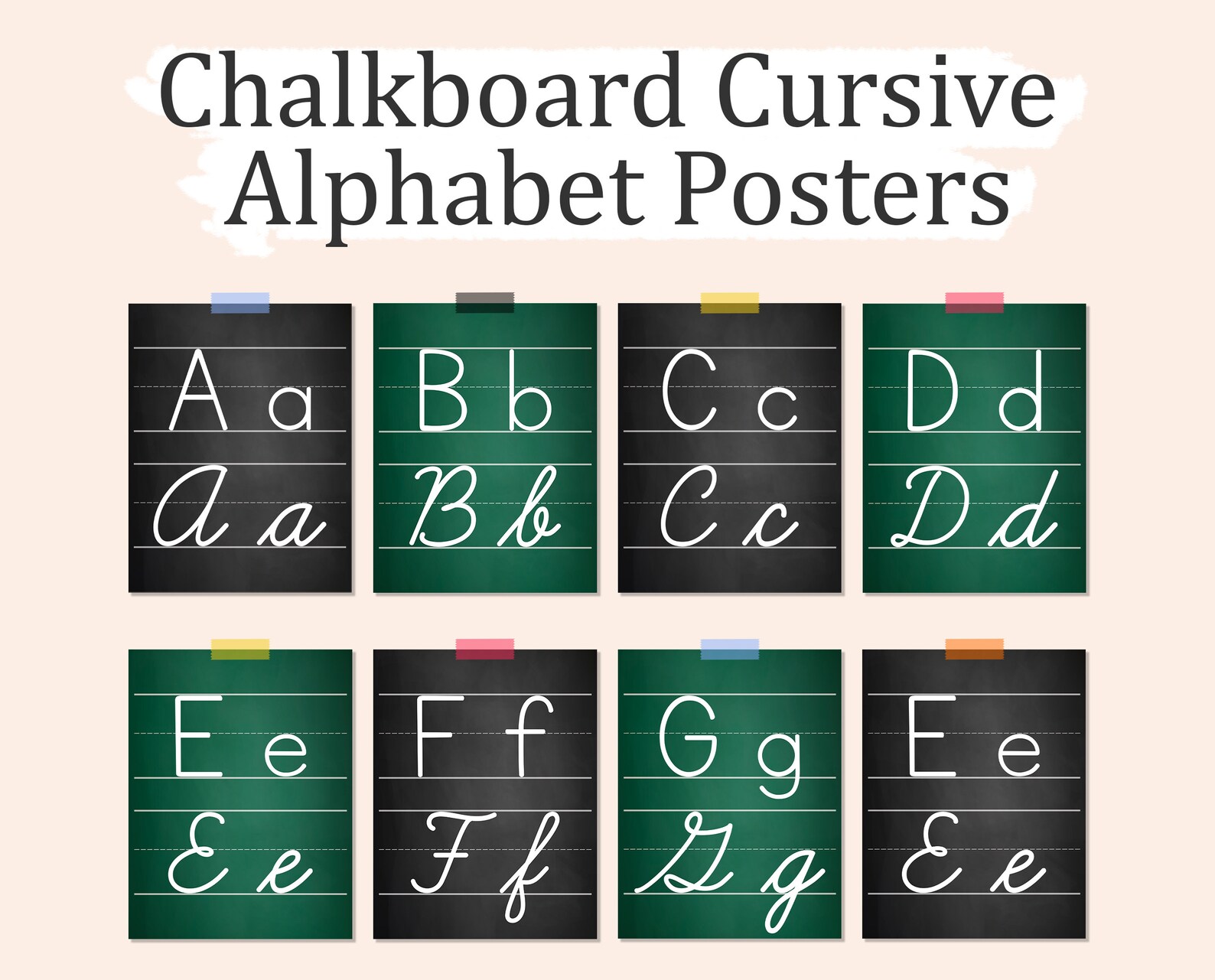 Chalkboard Cursive Alphabet Posters: Classroom Printable (PDF) - Etsy