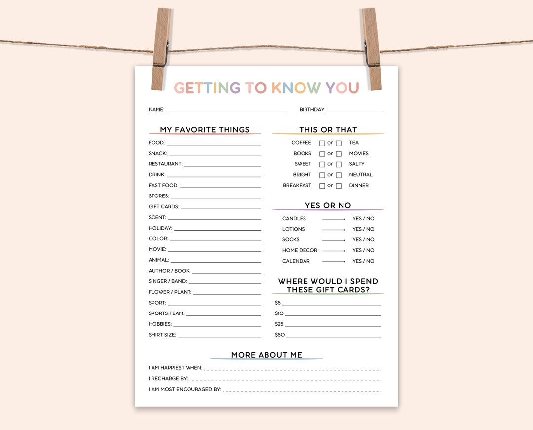 Editable Get to Know You Printable: Employee Survey (PDF) - Etsy
