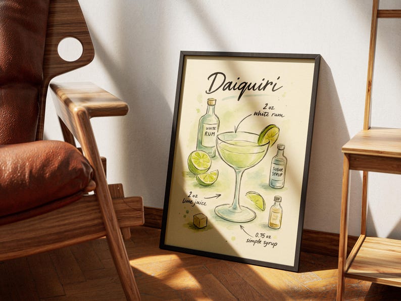 Daiquiri Art Digital Print, Bar Cart Decor Cocktail Poster, Party ...