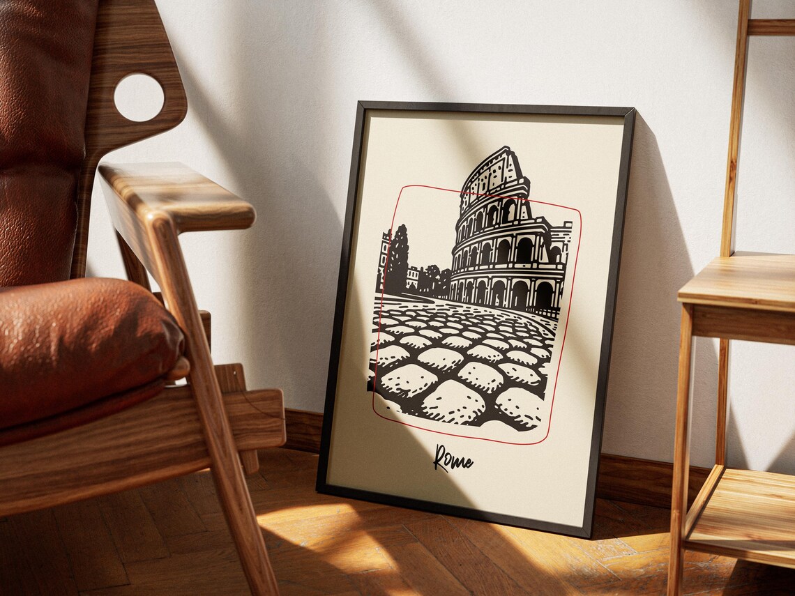 Rome Wall Art Print, Minimalistic Colosseum Poster, Modern Travel ...