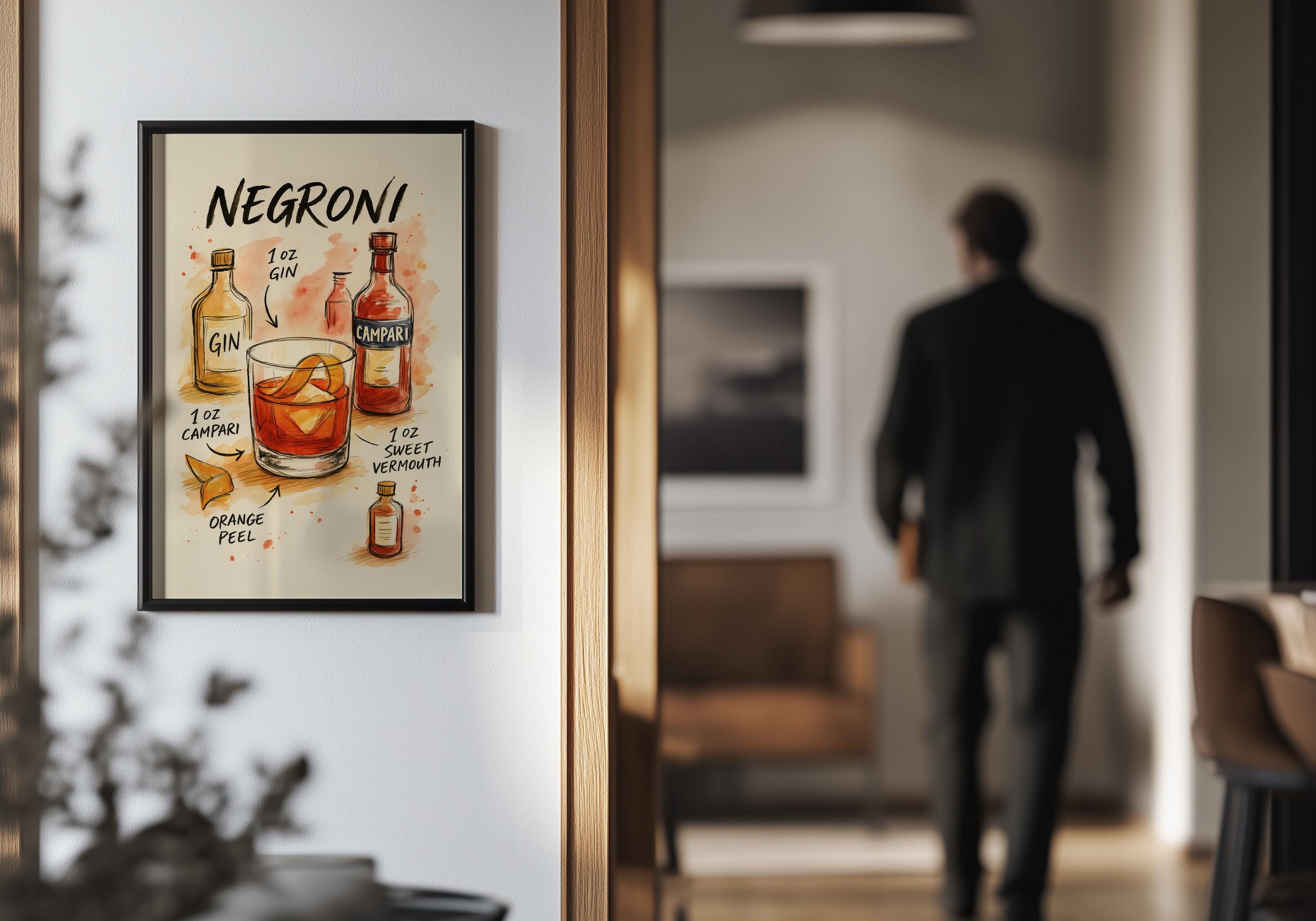 Negroni Recipe Digital Print, Bar Cart Decor Cocktail Poster, Party ...