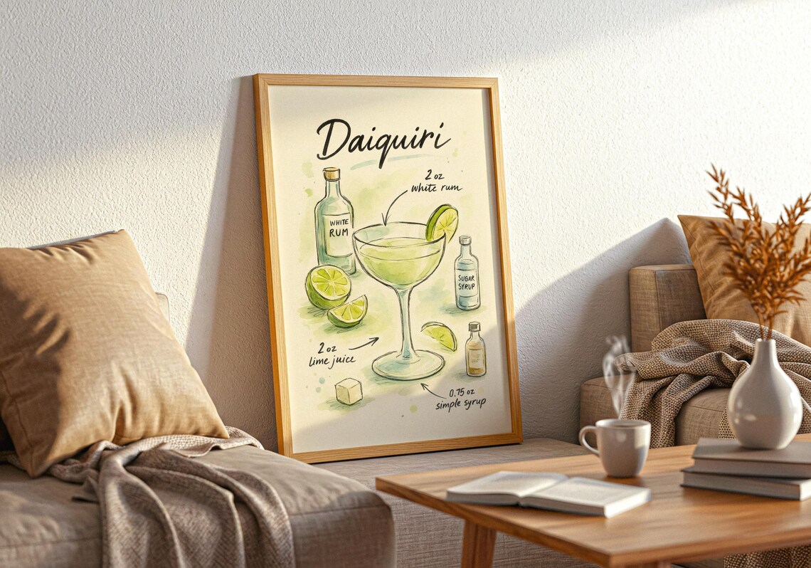 Daiquiri Art Digital Print, Bar Cart Decor Cocktail Poster, Party ...