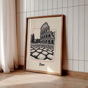 Rome Wall Art Print, Minimalistic Colosseum Poster, Modern Travel ...