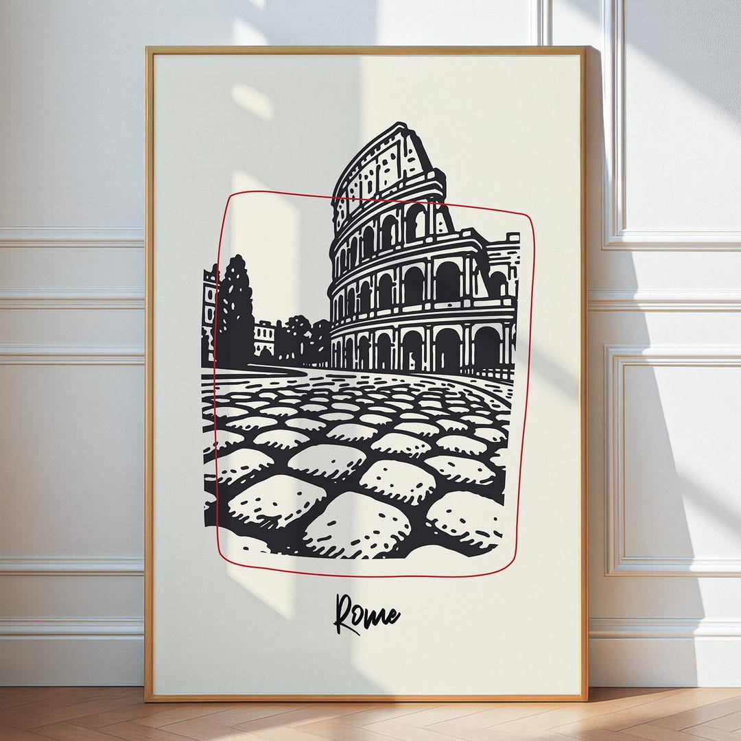 Rome Wall Art Print, Minimalistic Colosseum Poster, Modern Travel ...