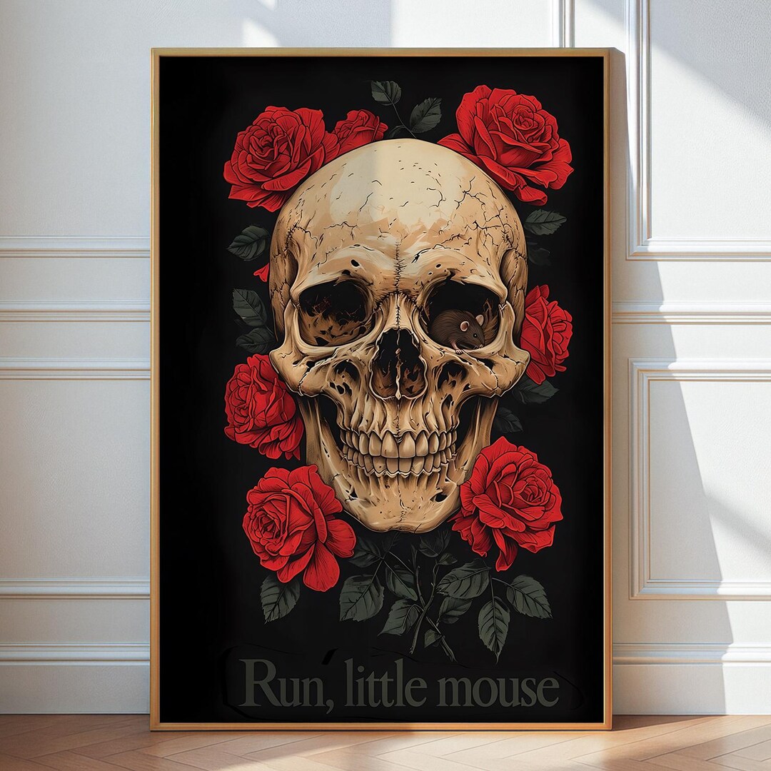 Hunting Adeline Inspired Art, Dark Romance Digital Print, Skull & Roses ...