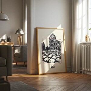 Rome Wall Art Print, Minimalistic Colosseum Poster, Modern Travel ...