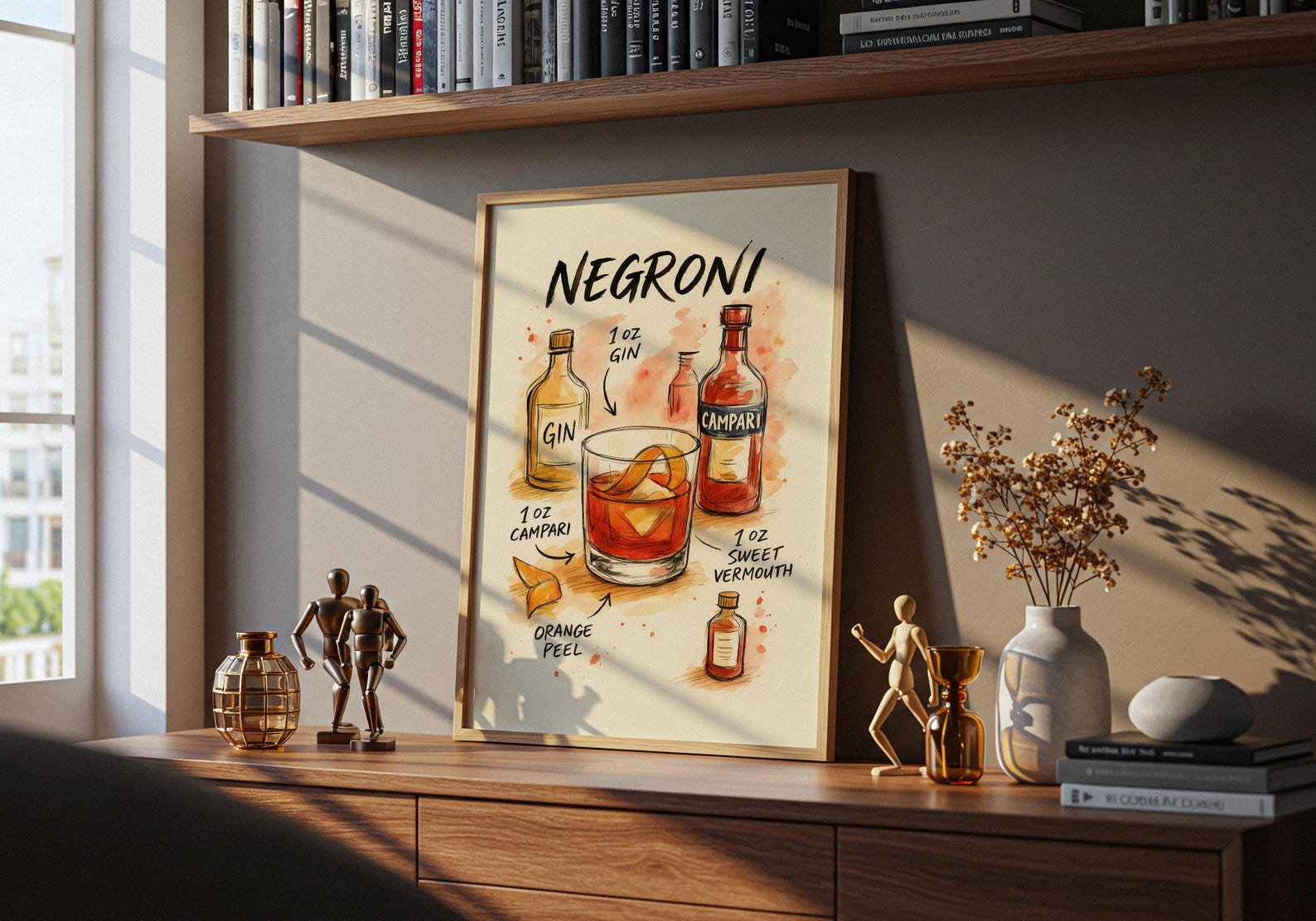 Negroni Recipe Digital Print, Bar Cart Decor Cocktail Poster, Party ...