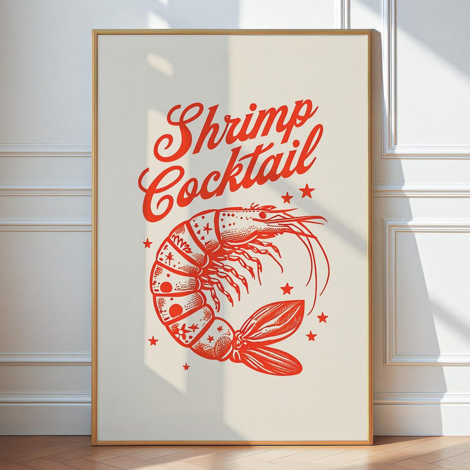 Vintage Shrimp Cocktail Wall Art, Seafood Kitchen Decor, Coastal Poster ...