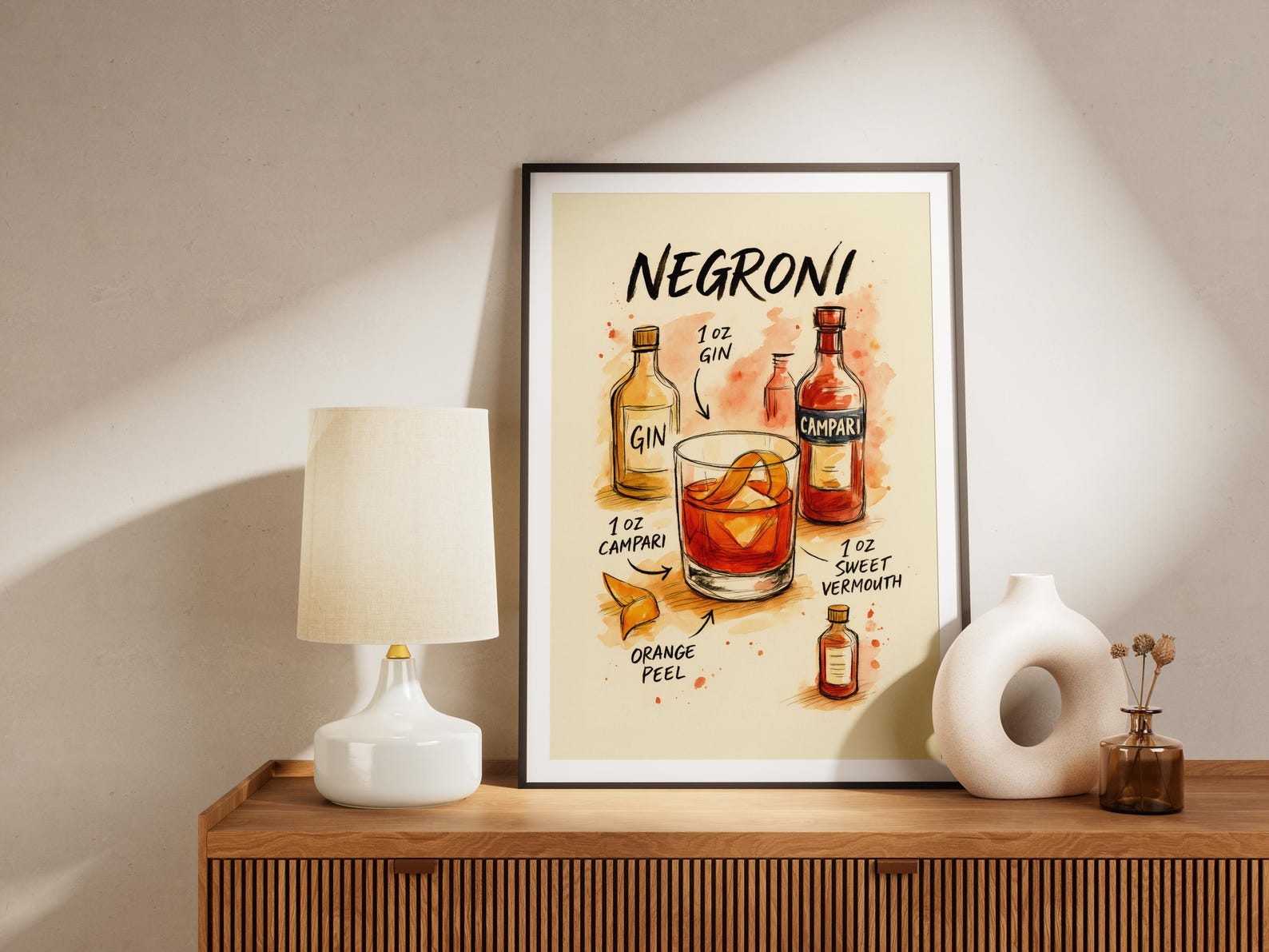 Negroni Recipe Digital Print, Bar Cart Decor Cocktail Poster, Party ...