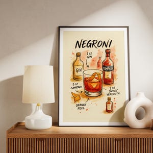 Negroni Recipe Digital Print, Bar Cart Decor Cocktail Poster, Party ...