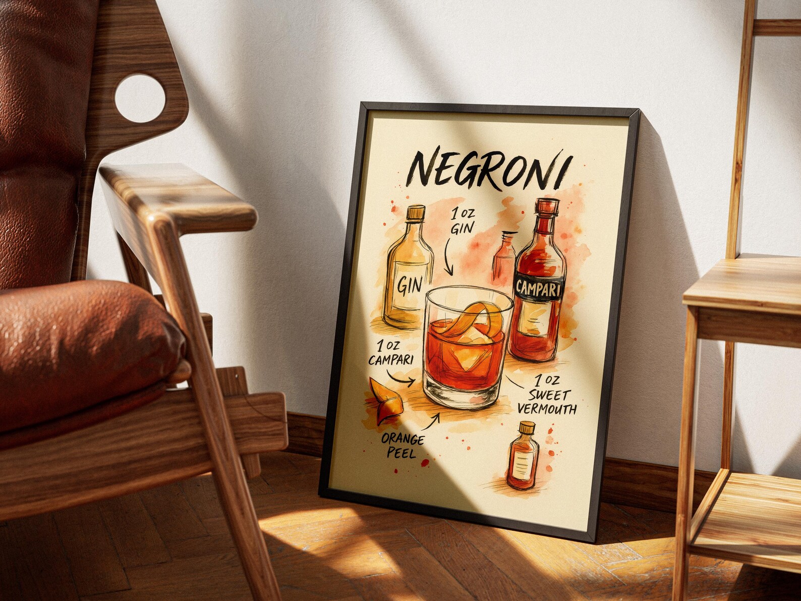 Negroni Recipe Digital Print, Bar Cart Decor Cocktail Poster, Party ...