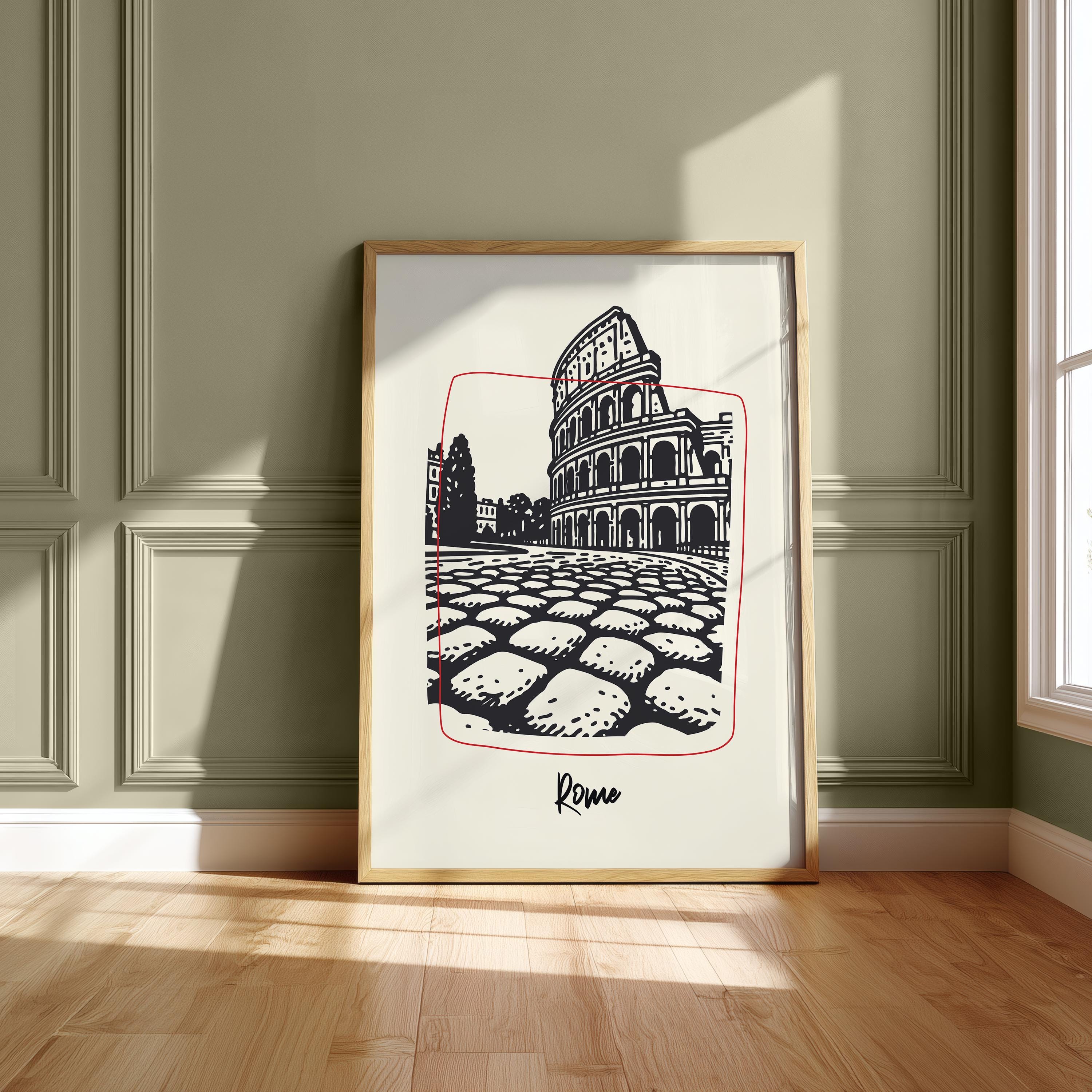 Rome Wall Art Print, Minimalistic Colosseum Poster, Modern Travel ...