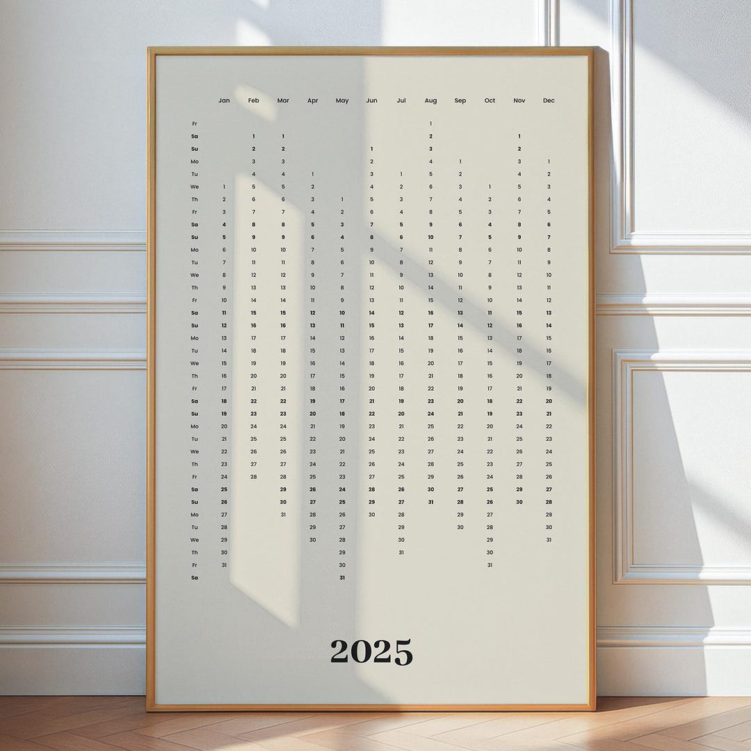 Modern Scandinavian Style 2025 Printable Wall Calendar, Full Year ...