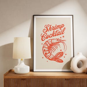 Vintage Shrimp Cocktail Wall Art, Seafood Kitchen Decor, Coastal Poster ...
