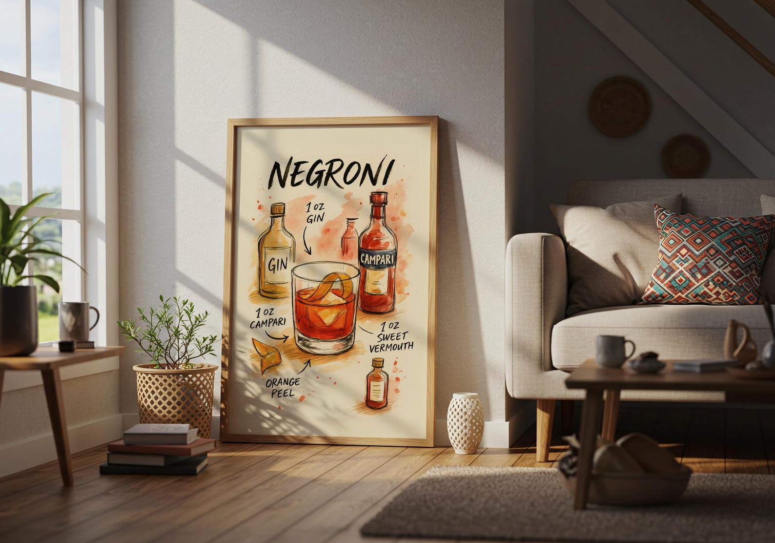 Negroni Recipe Digital Print, Bar Cart Decor Cocktail Poster, Party ...