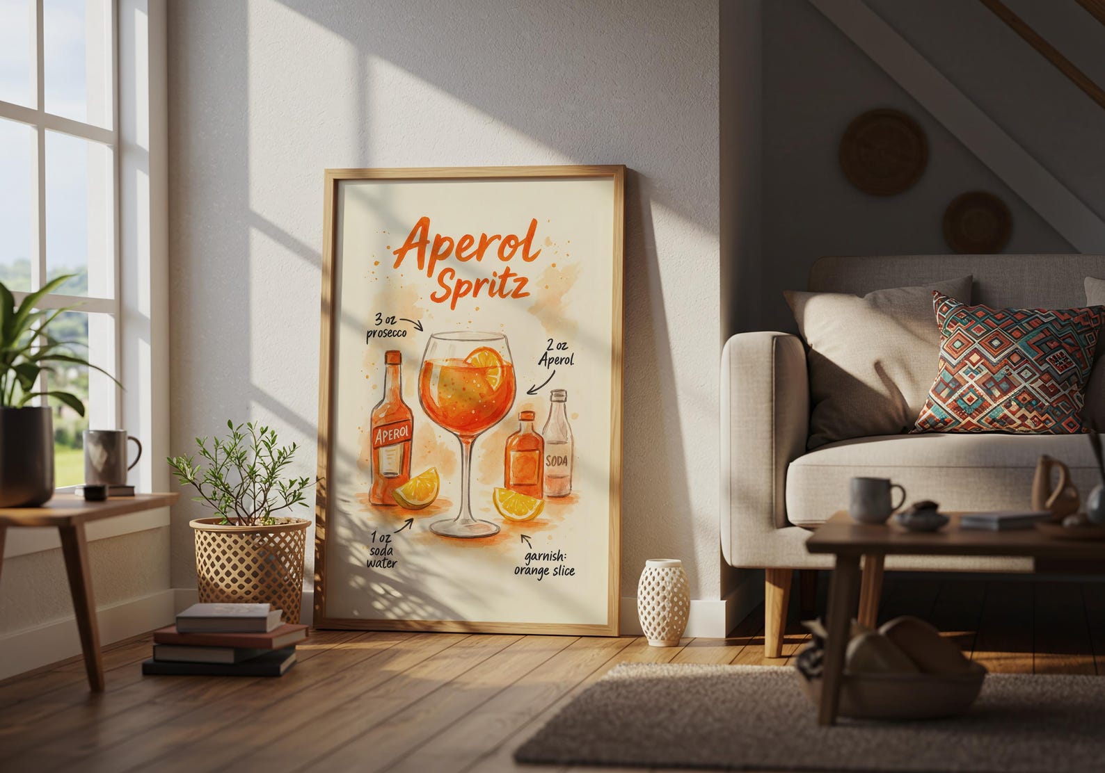 Aperol Spritz Digital Print, Bar Cart Decor Cocktail Poster, Party ...