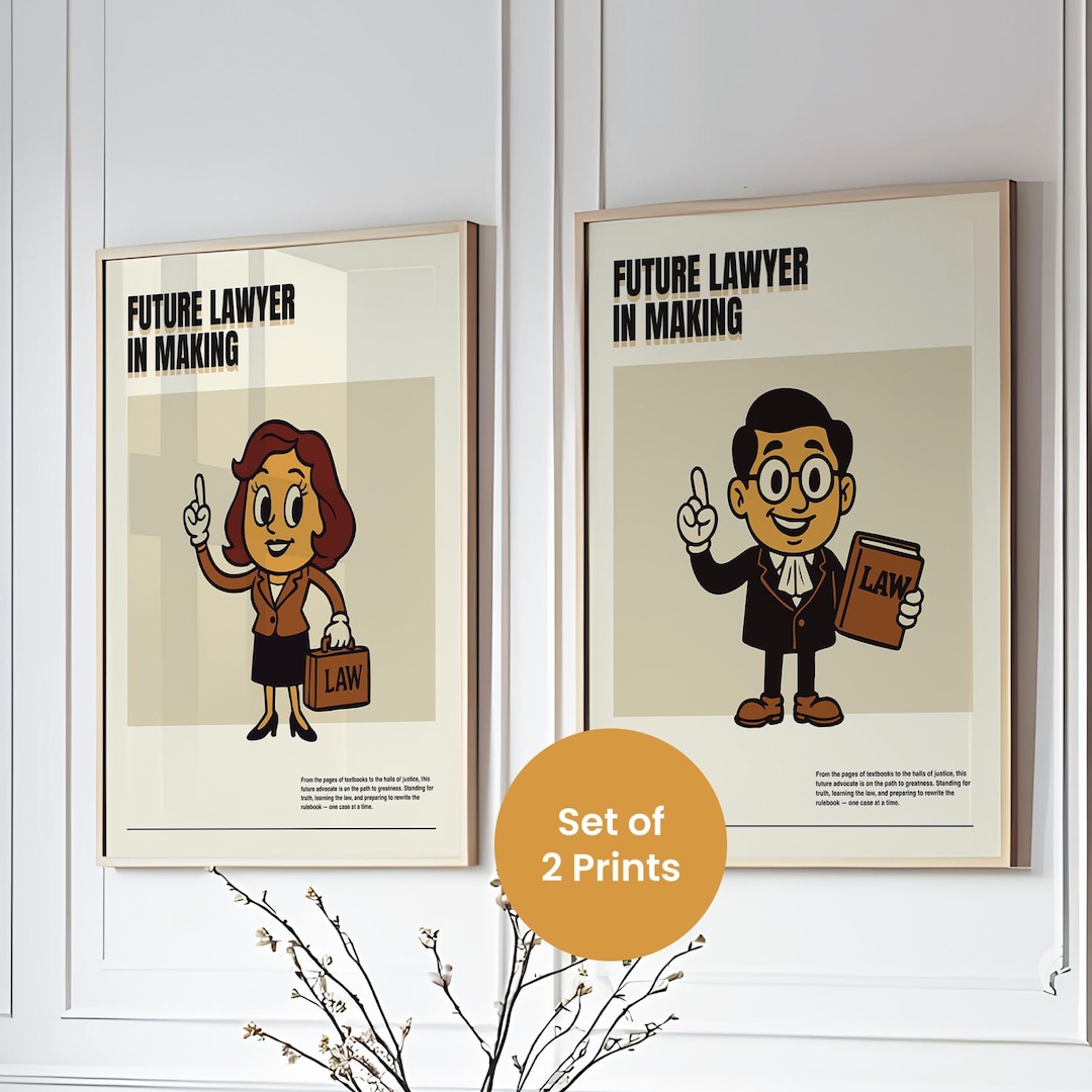 Retro Future Lawyer Gift Poster, Set of 2 Digital Prints, Law Student ...
