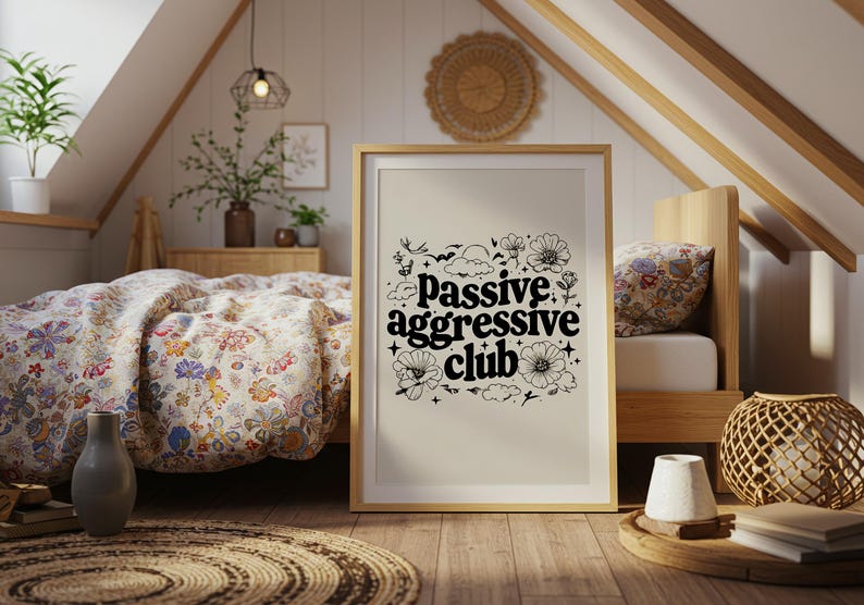 Passive Aggressive Club Poster, Socially Awkward, Funny, Sarcastic Gift, Social Club Theme ...