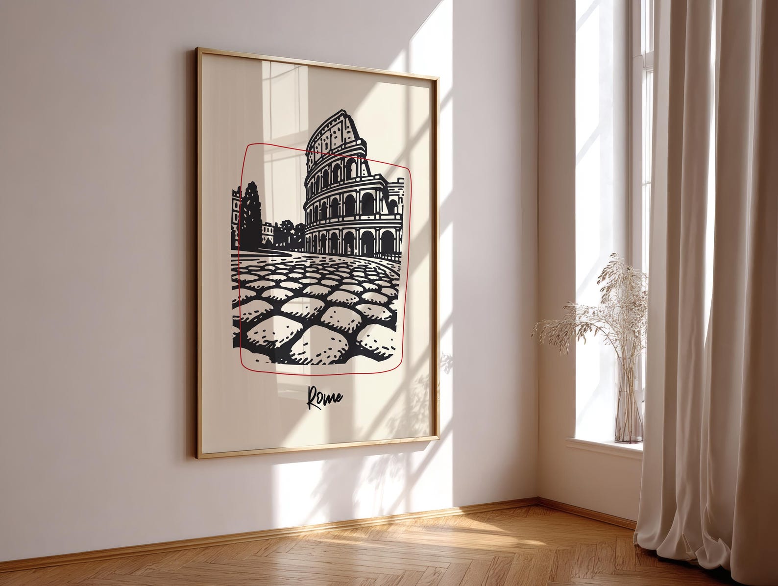 Rome Wall Art Print, Minimalistic Colosseum Poster, Modern Travel ...