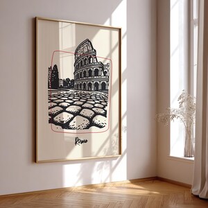 Rome Wall Art Print, Minimalistic Colosseum Poster, Modern Travel ...