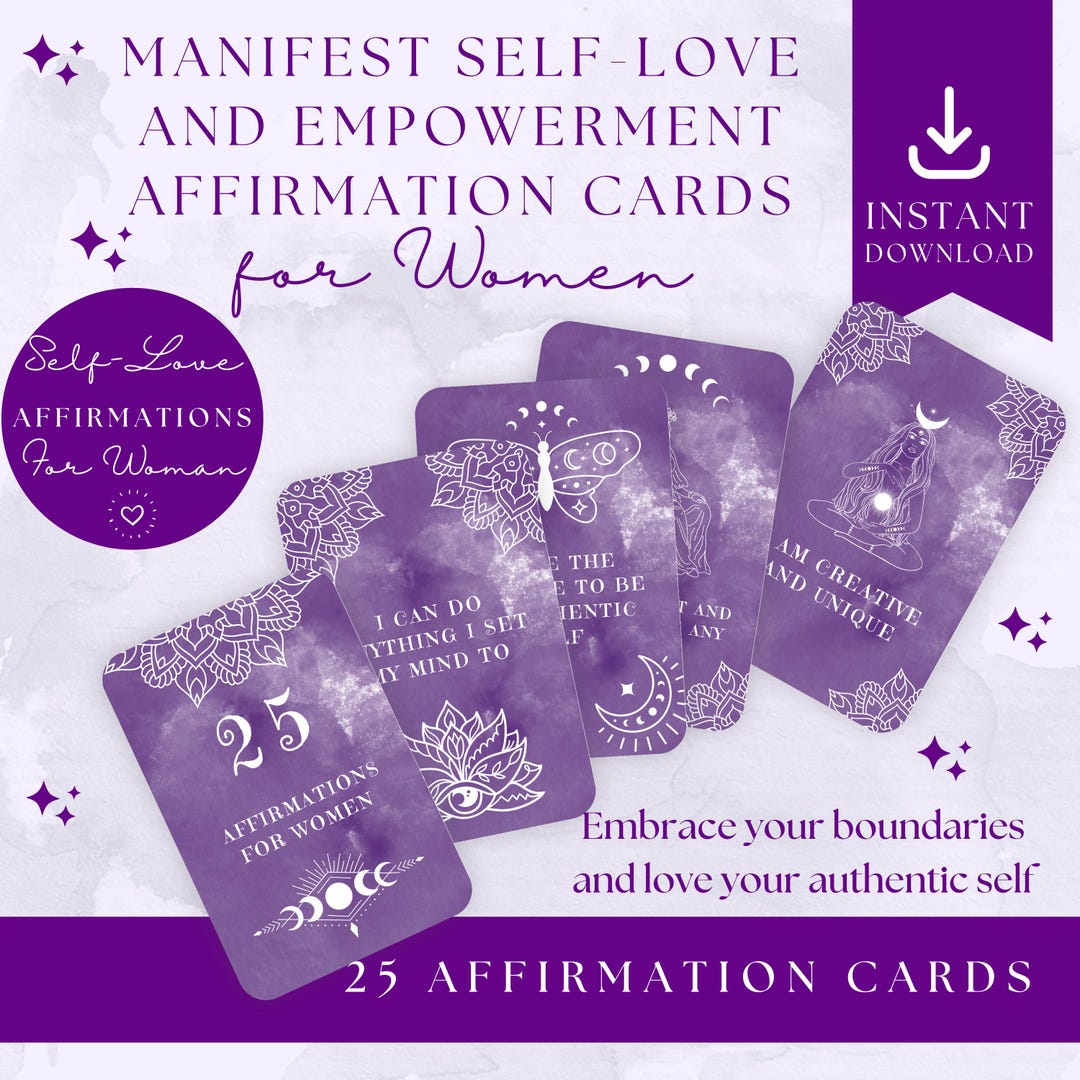 Positive Affirmation Cards for Women - Purple - Manifest Self Love ...