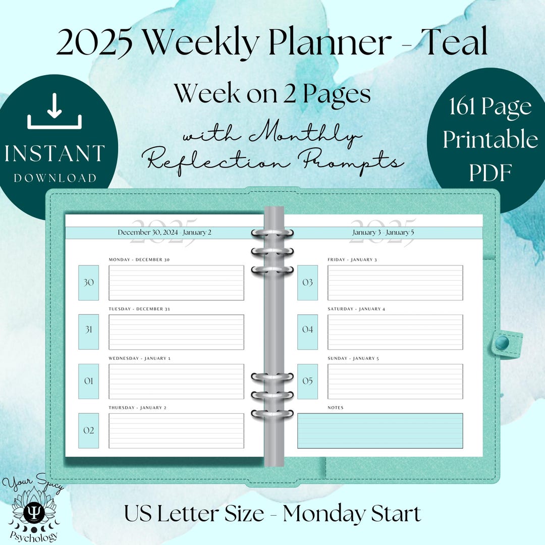 2025 Weekly Printable Planner - Week on Two Pages - Monthly Pages ...