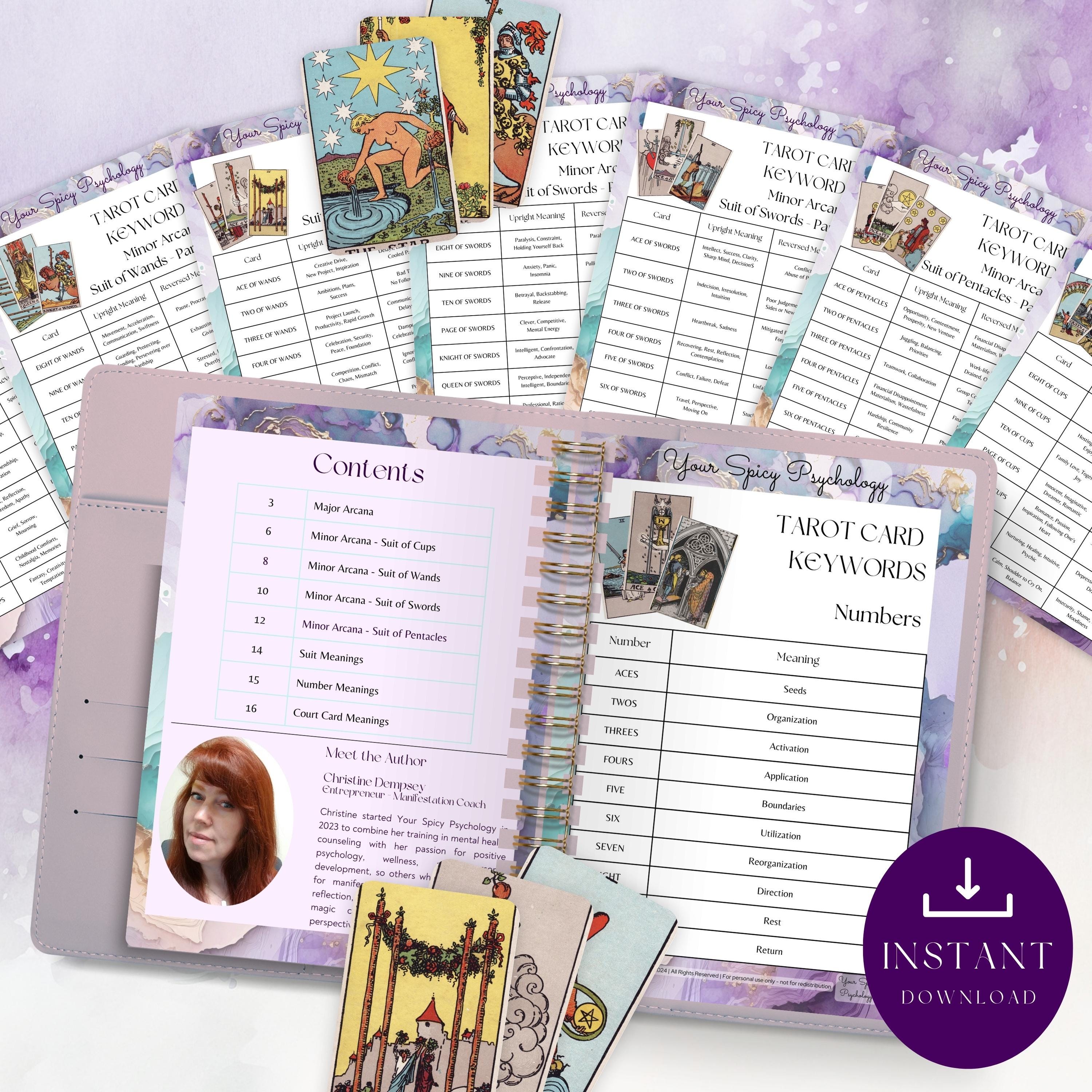 RWS Rider-waite-smith Tarot 78 Card Keyword Cheatsheet Guidebook ...