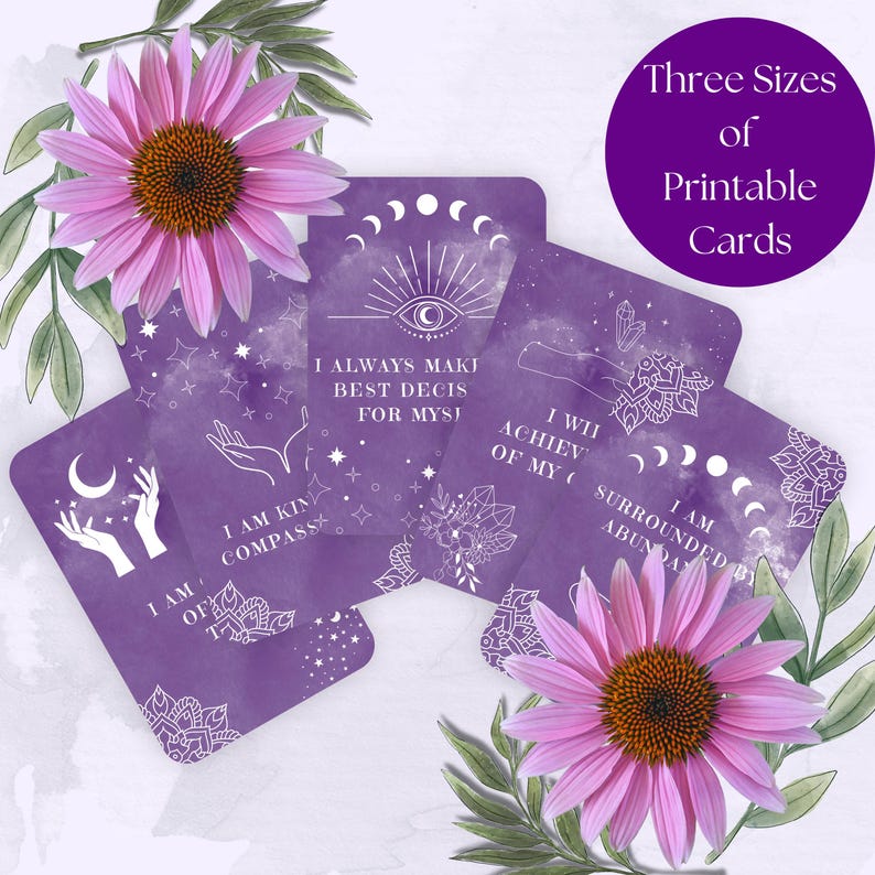 Positive Affirmation Cards for Women - Purple - Manifest Self Love ...