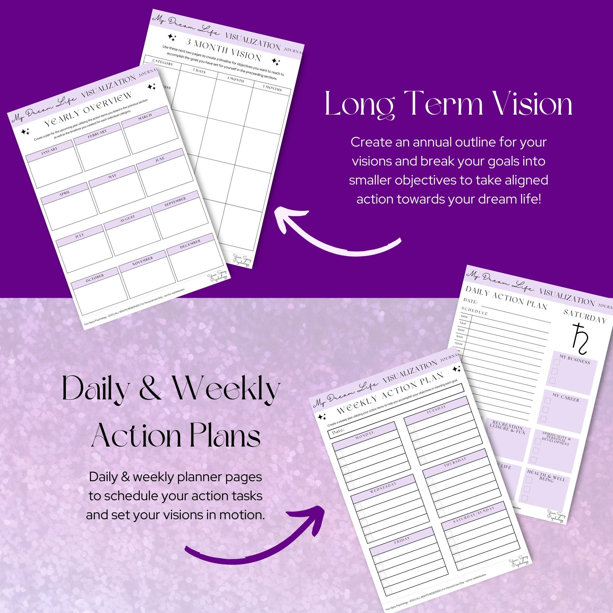 Dream Life Journal Visualization Journal Manifestation Planner Daily ...