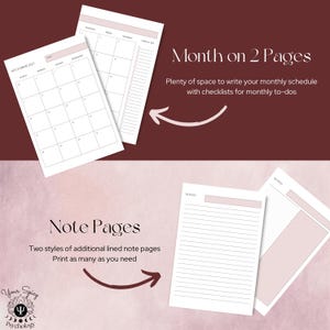 2025 Monthly Printable Planner - Month on Two Pages Calendar - Sunday ...