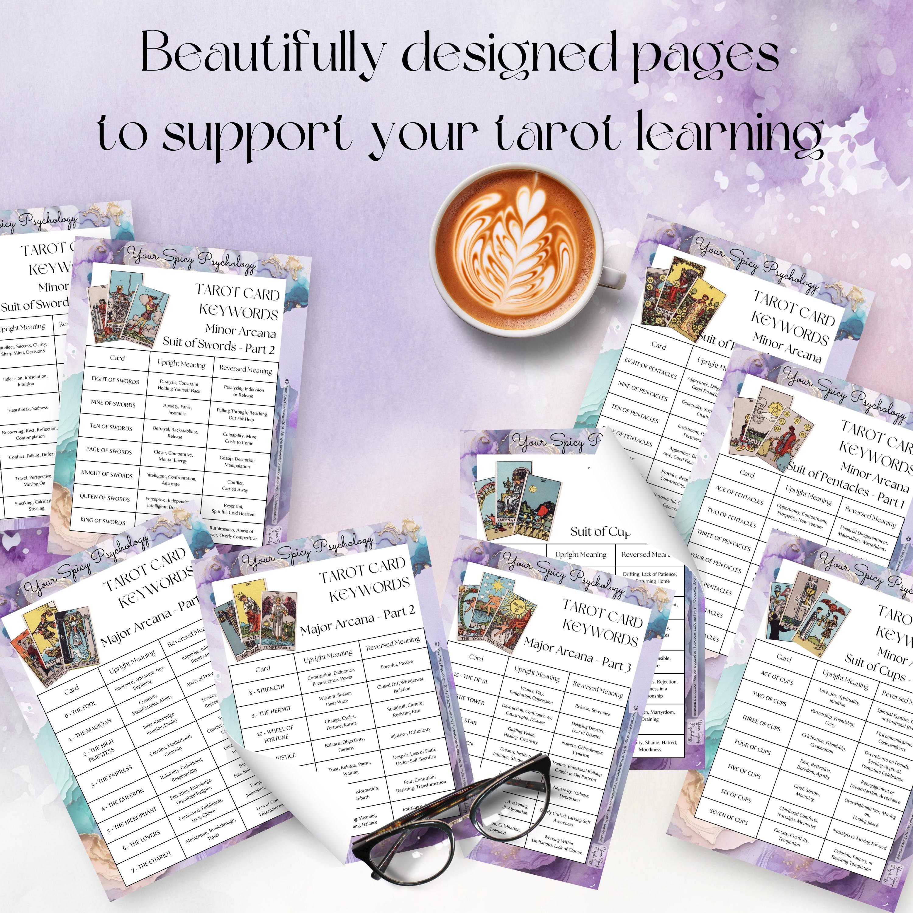 RWS Rider-waite-smith Tarot 78 Card Keyword Cheatsheet Guidebook ...