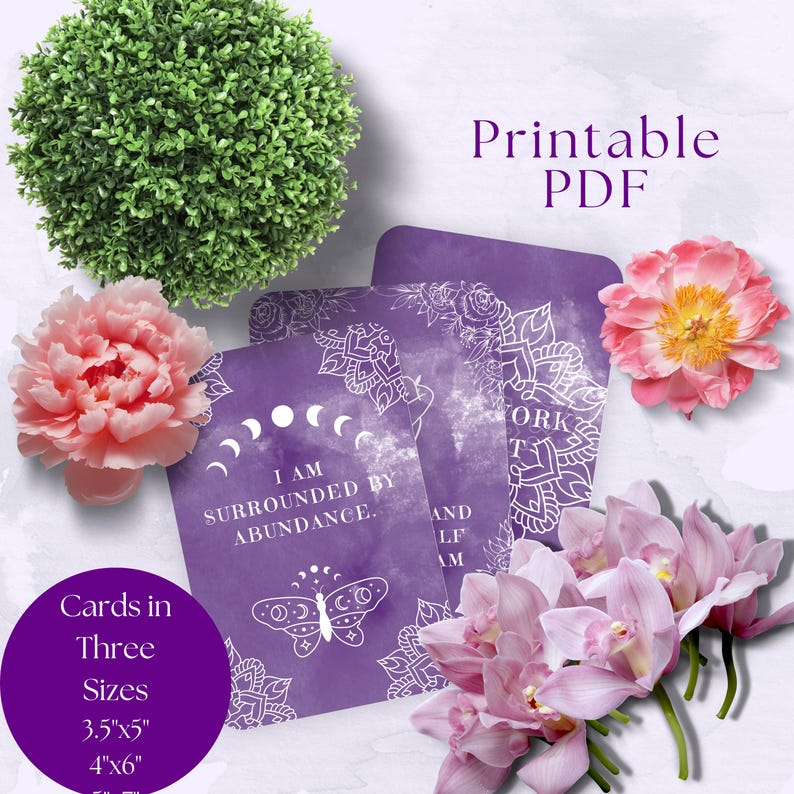 Positive Affirmation Cards for Women - Purple - Manifest Self Love ...