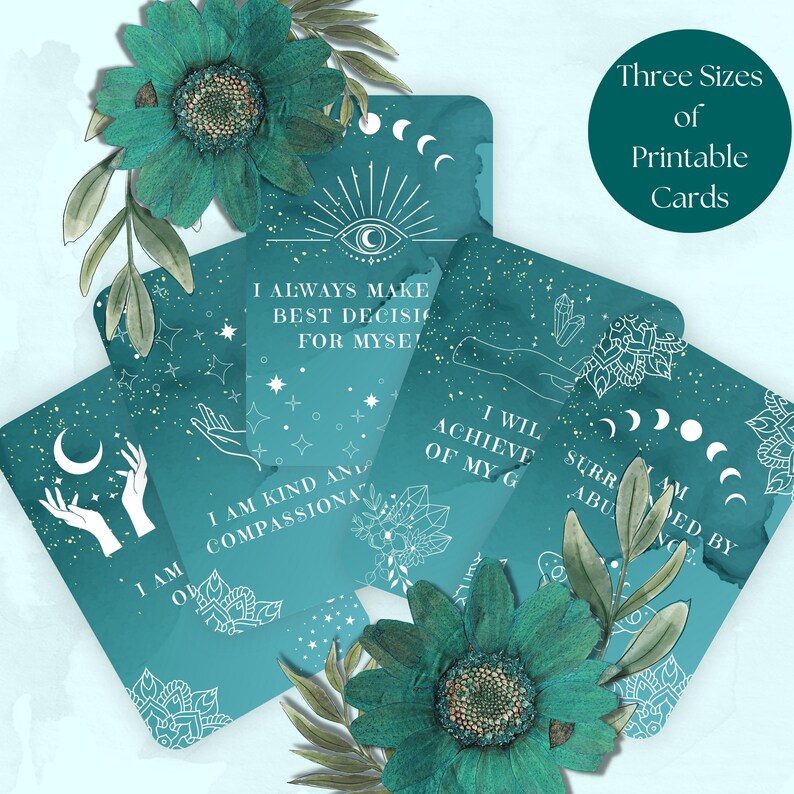 Positive Affirmation Cards for Women - Teal - Manifest Self Love ...