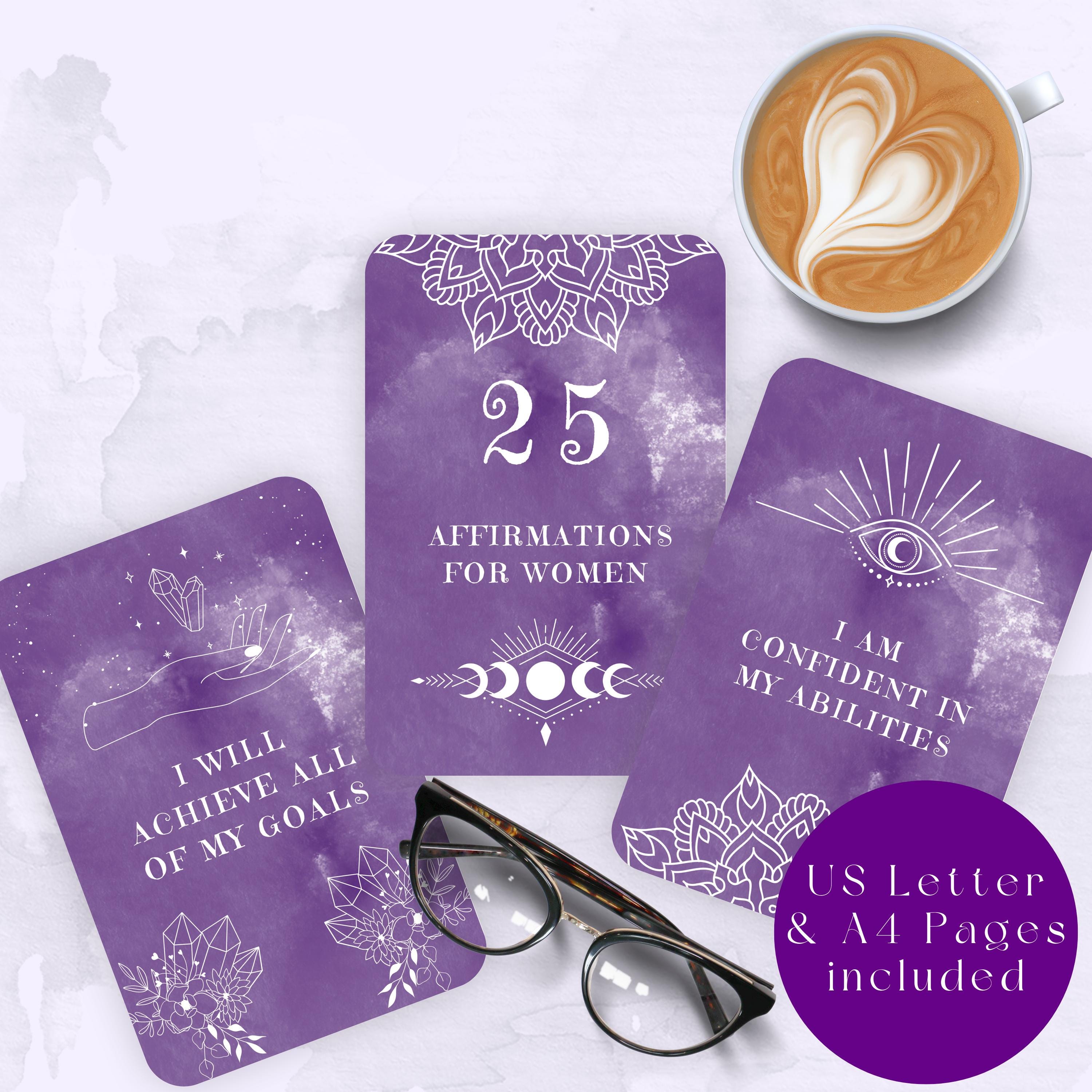 Positive Affirmation Cards for Women - Purple - Manifest Self Love ...