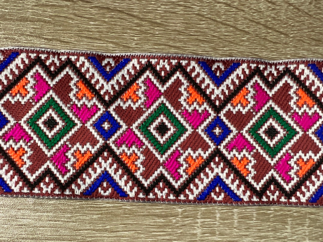 10 Metres Vibrant Multicolour Jacquard Braid Woven Ribbon Trim With an ...