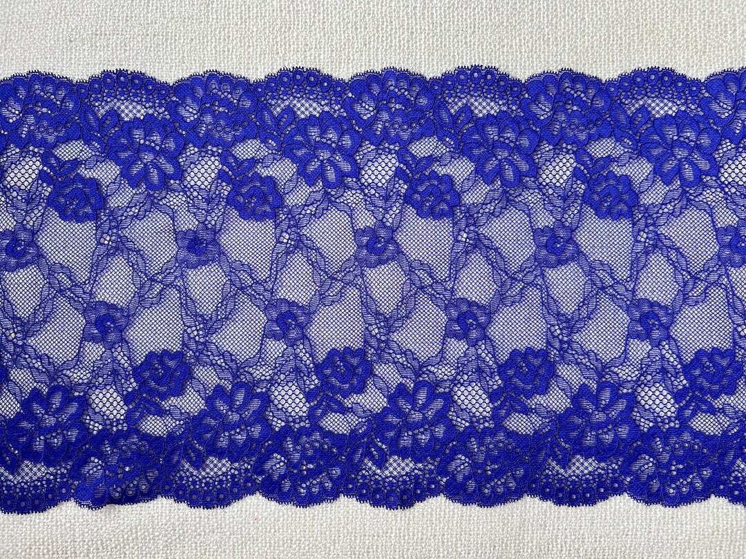 2metres Vibrant Prussian Blue Lace Trim, Blue Wide Stretch Lace Trim 9. ...