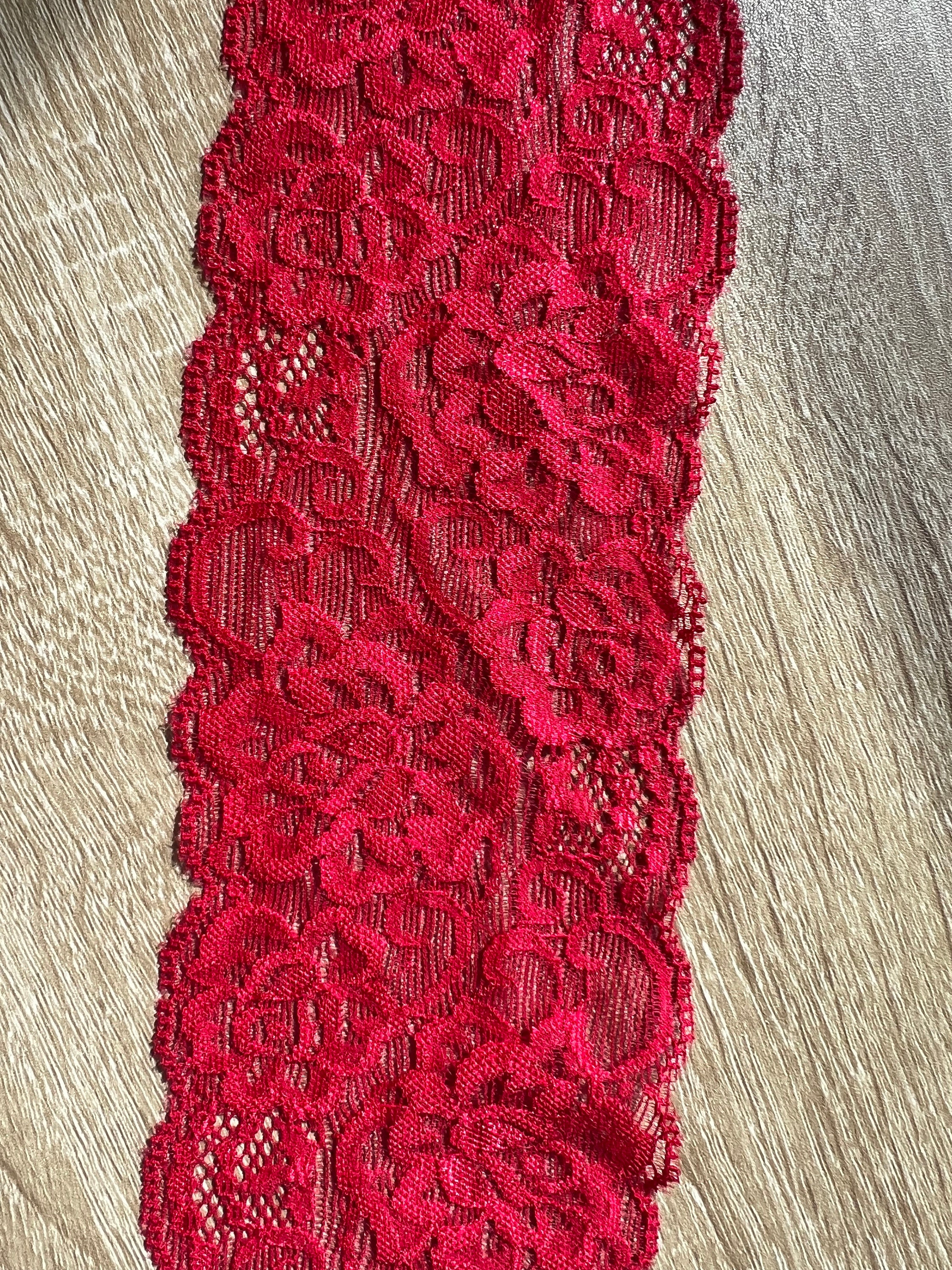 3metres Luxury Red Lace Trim, Red Narrow Stretch Lace Trim 3.25/8cm Red ...