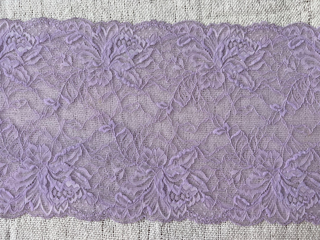 2m Mauve Purple Lace Trim, Floral Galloon Lace, Purple Wide Stretch ...