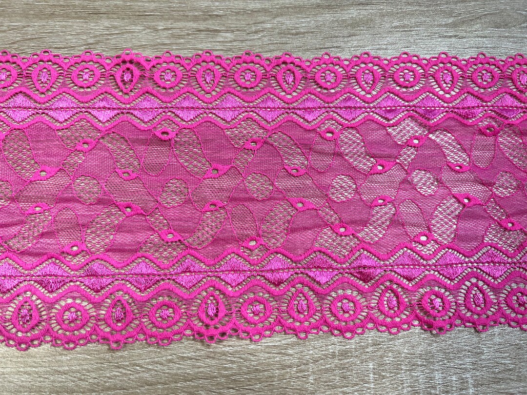 The Best Place for Lace- 2 METERS Bright Pink Geometric Floral Design ...