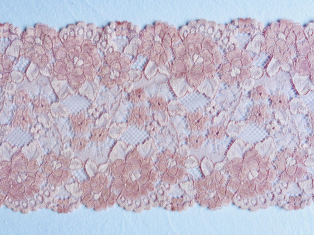 Antique Pink Lace Trim, Pink Wide Stretch Lace Trim 7"/18cm Pink Tulle ...