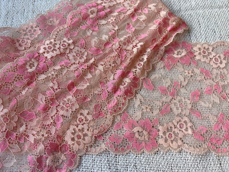 2m Cherry Blossom Pink Lace Trim, Floral Galloon Lace, Pink Wide ...