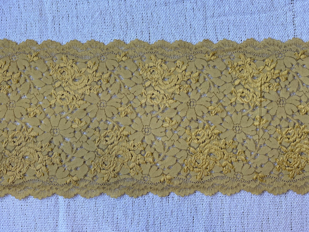 2m Mustard Yellow Lace Trim, Galloon Lace, Yellow Wide Stretch Lace ...